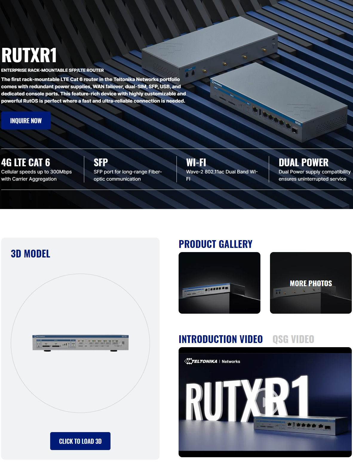 Teltonika RUTXR1 - Enterprise Rack-Mountable SFP/LTE Router, 5x Gigabit ...