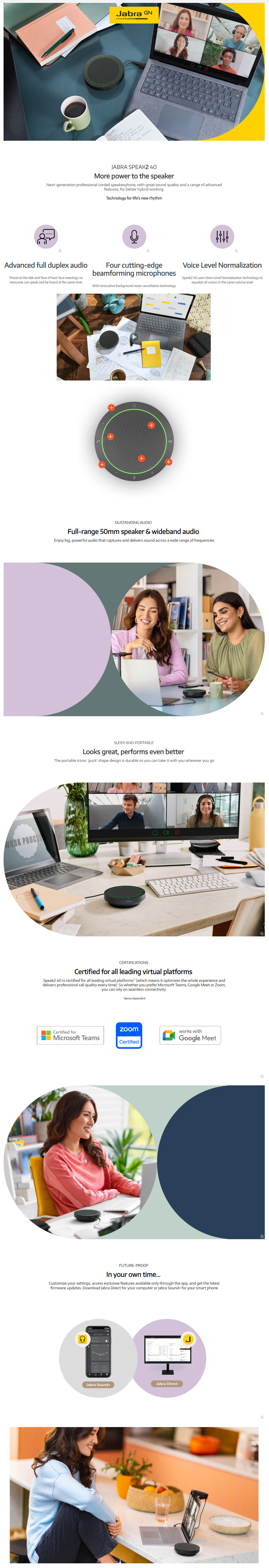 JABRA SPEAK2 40 MS SPEAKER, OMNI DIRECTION MIC, USB-A + USB-C, Dark Grey | BPC Technology