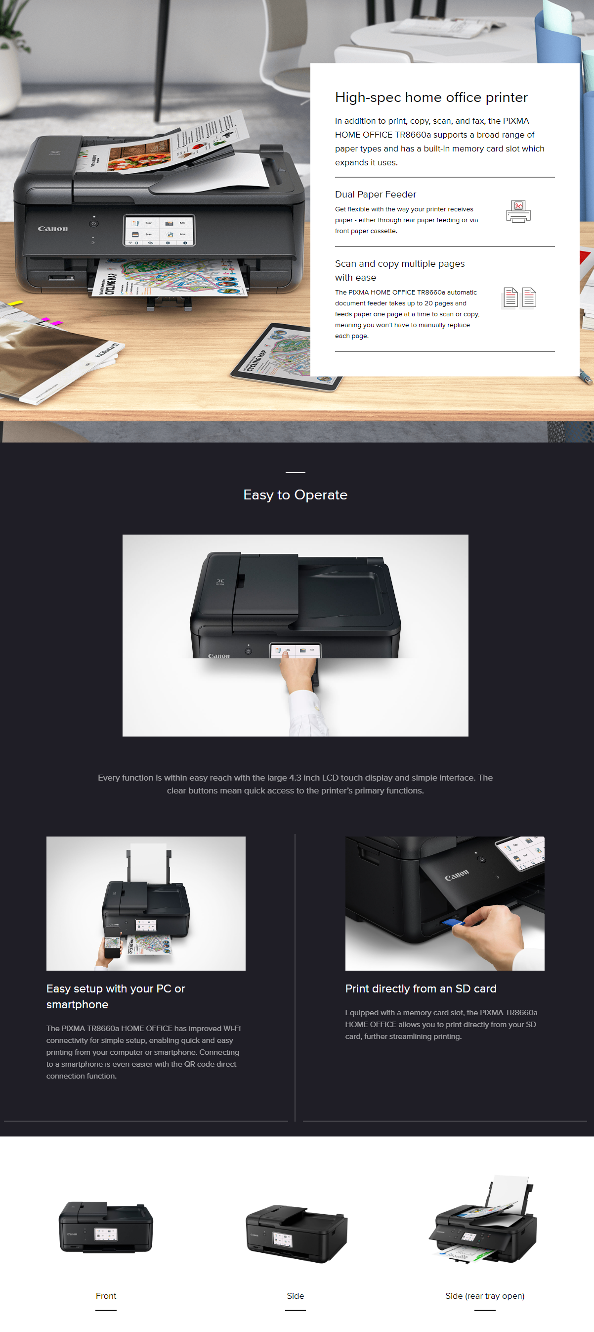 Canon TR8660A Pixma Home Office Colour Inkjet Multifunction Printer ...