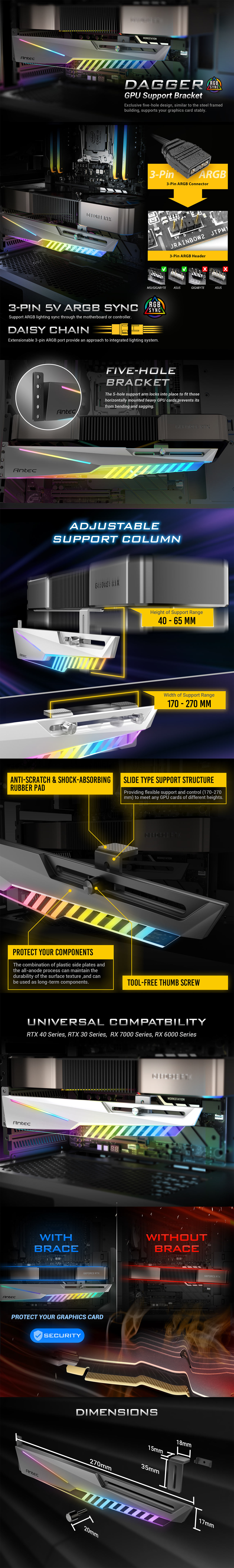 Antec Dagger ARGB GPU Support Bracket | BPC Technology