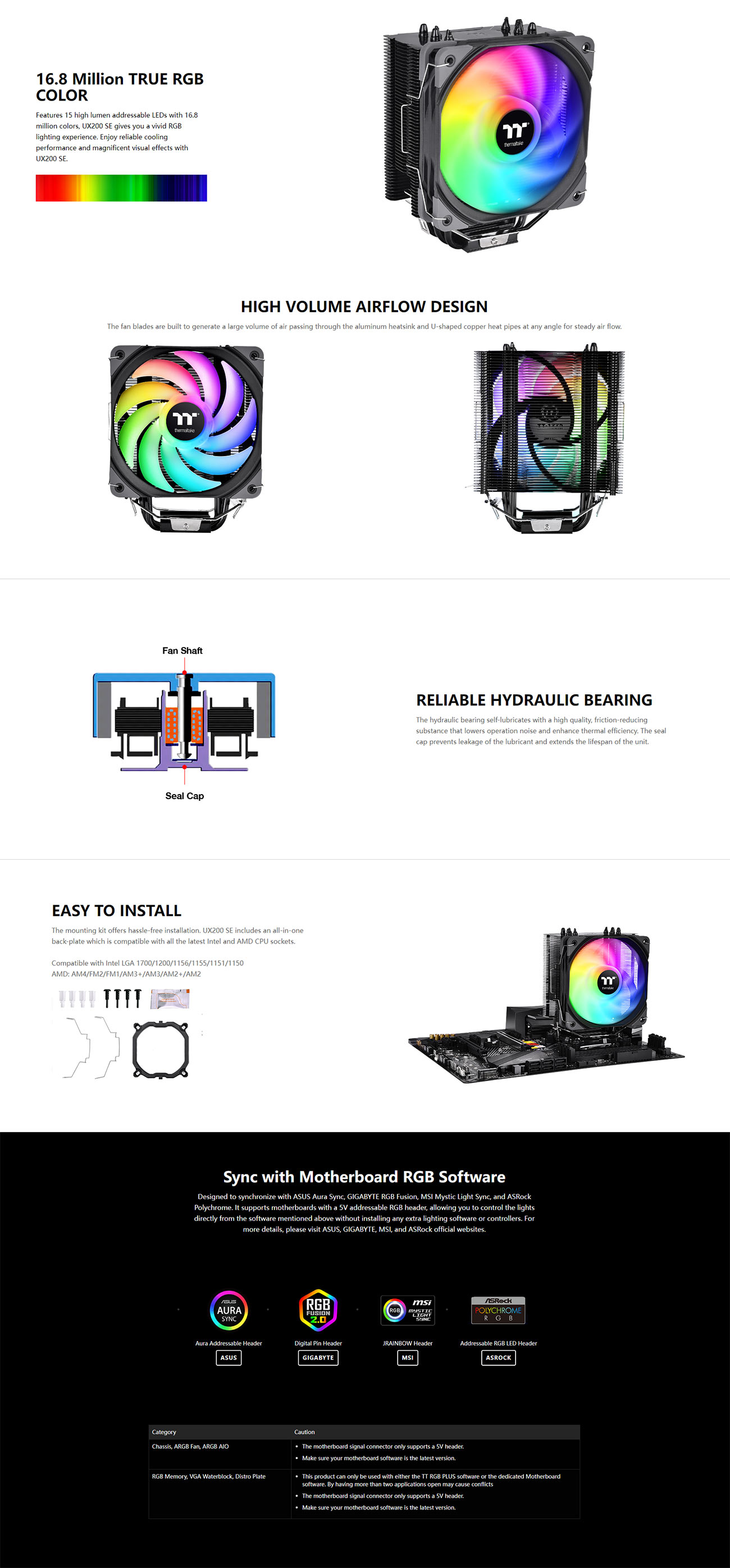 Thermaltake UX200 SE ARGB CPU Cooler | BPC Technology