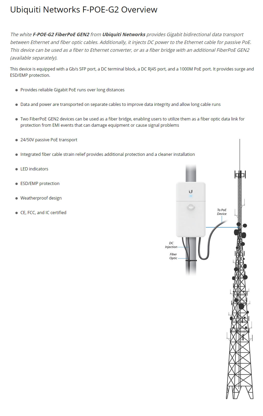 Ubiquiti Optical Data Transport, For Outdoor PoE Devices, Reliable Long ...