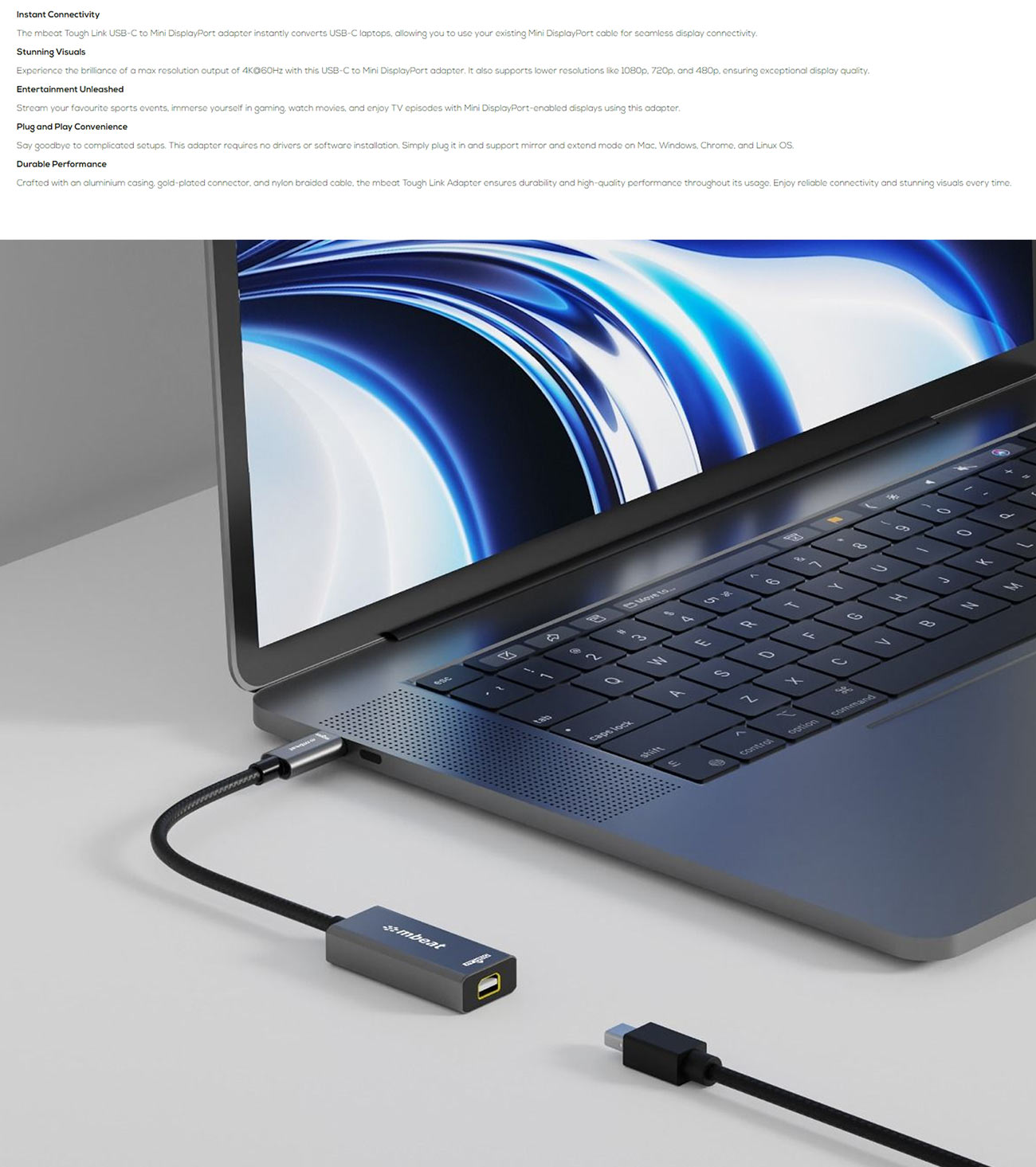 mbeat Tough Link USB-C to Mini DisplayPort Adapter | BPC Technology