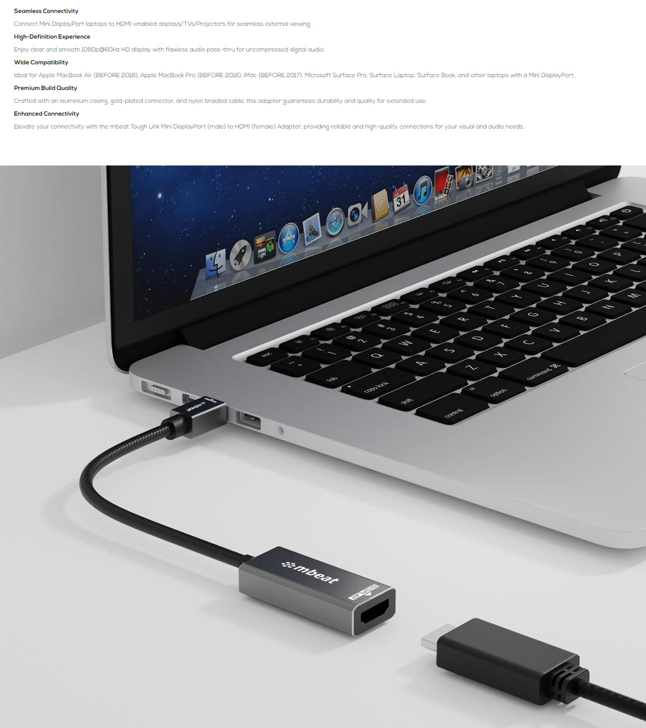 mbeat Tough Link Mini DisplayPort to HDMI Adapter | BPC Technology
