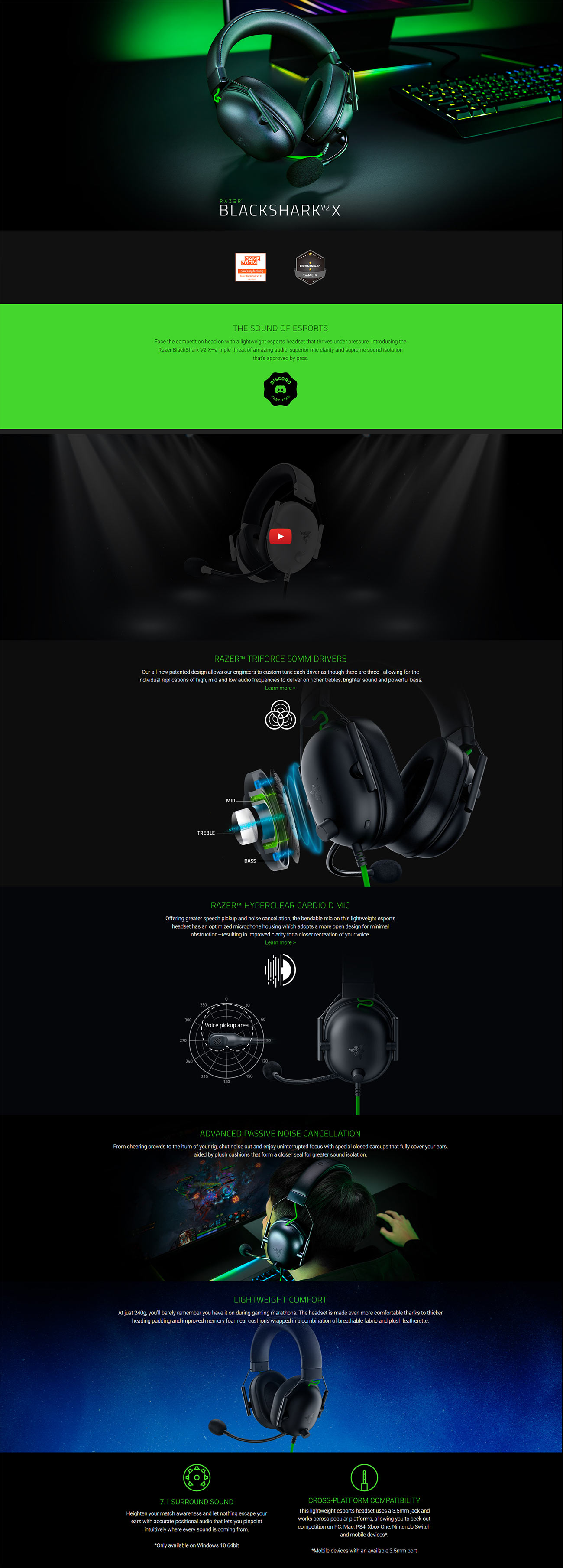 Razer BlackShark V2 X (PlayStation Licensed) - Wired Console esports ...