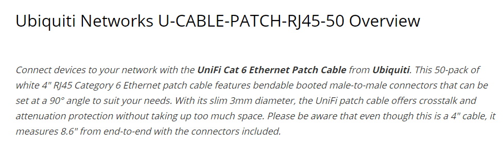 Ubiquiti UniFi Patch Cable, 50-Pack, Reduced Packaging (Low Plastic ...