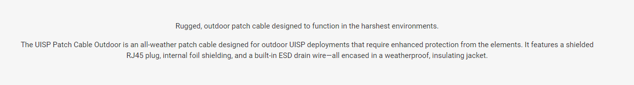 Ubiquiti UniFi Patch Cable Outdoor 2M Black, Single Unit All-weather ...