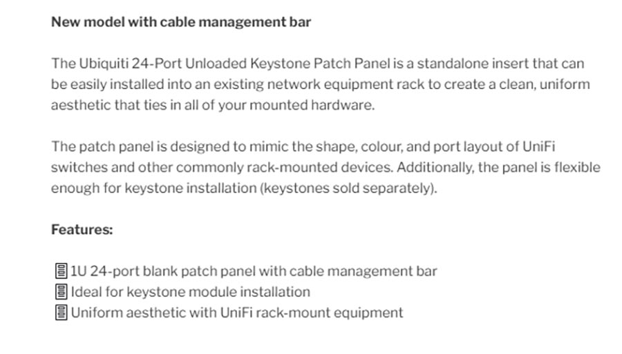 Ubiquiti 24-Port Blank Keystone Patch Panel, 1U 24-port, Ideal for ...