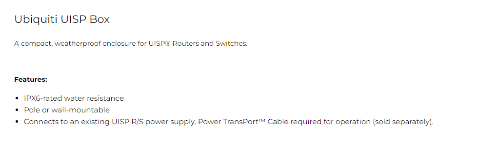 Ubiquiti UISP Box, Outdoor Box for UISP-R & UISP-S, Pole or Wall ...