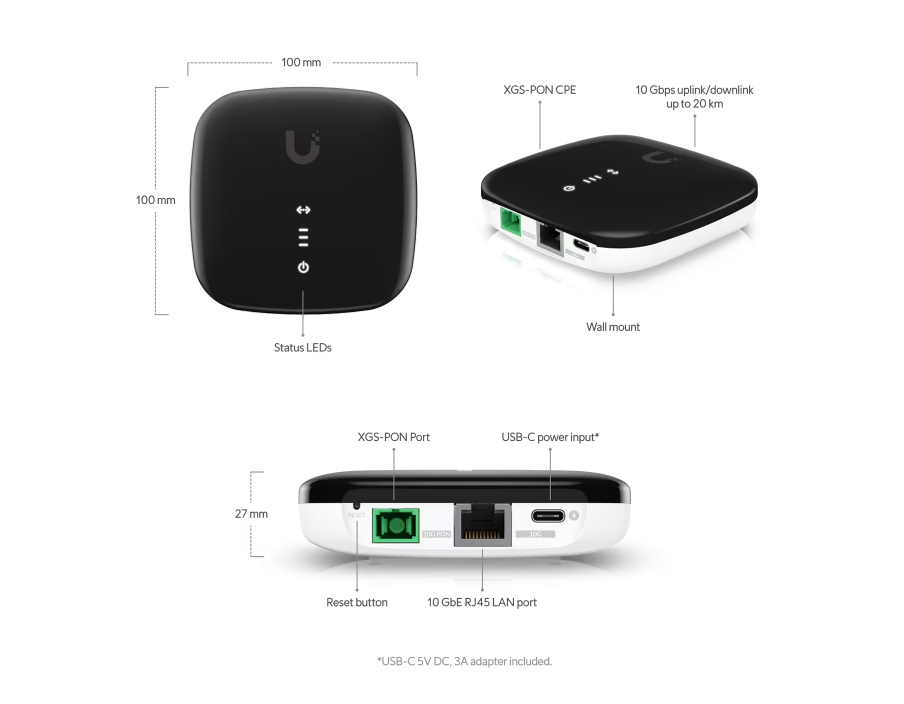 Ubiquiti UISP Fiber XGS, Optical Network Can Deliver 10 Gbps Uplink ...