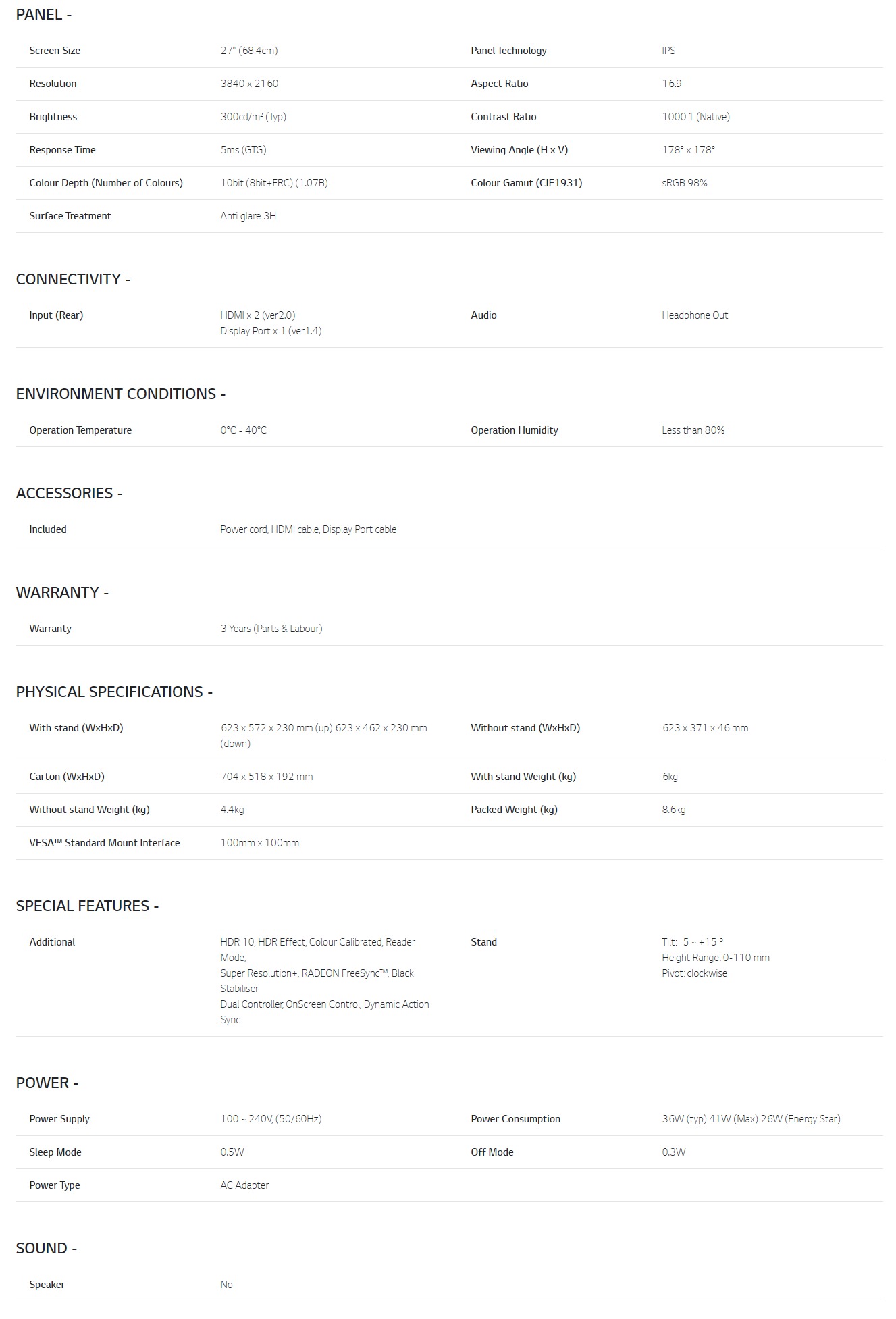 LG 27UL550-W 27inch 60hz 4K UHD IPS Office Monitor | BPC Technology