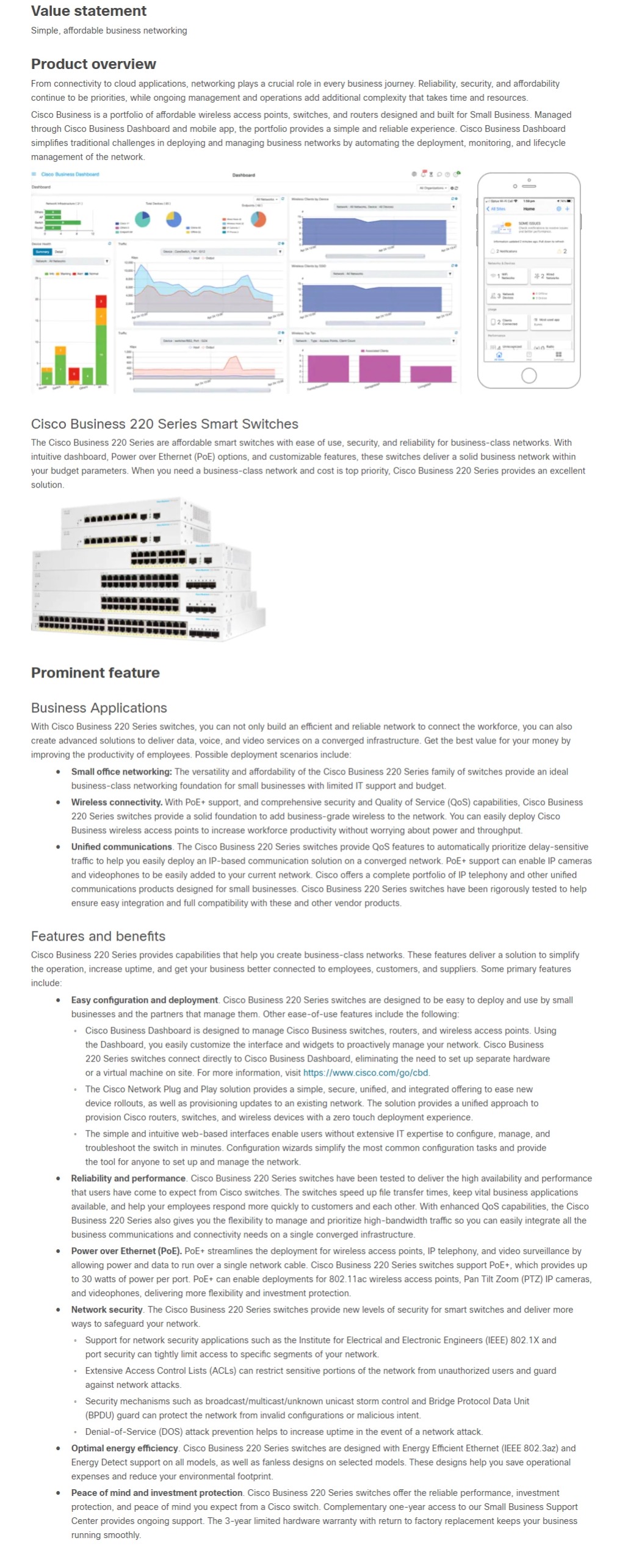 Cisco Business 220 CBS220-24P-4G 24 Ports PoE + 4-Port SFP Manageable ...