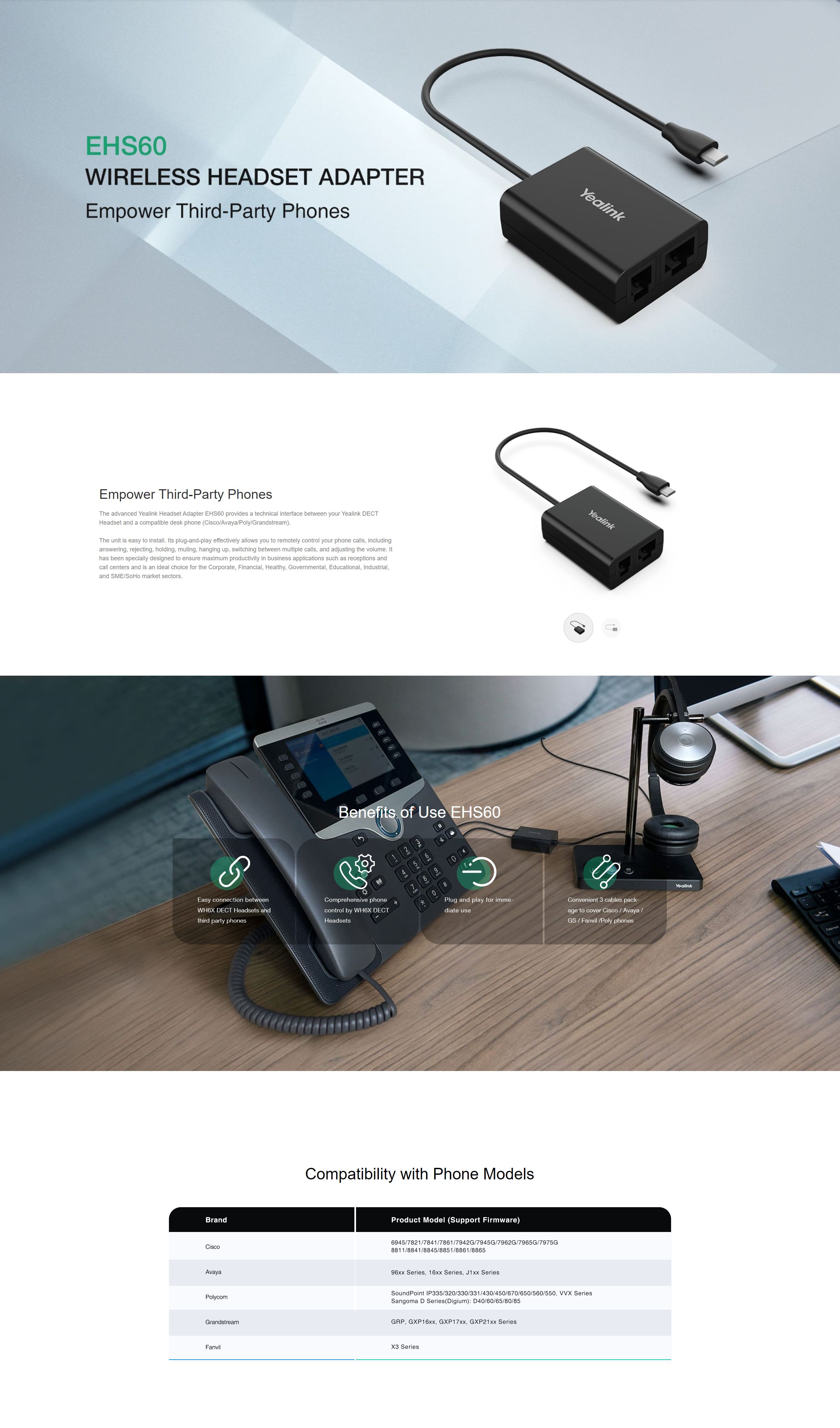 Yealink (EHS60) Wireless Headset Adapter | BPC Technology