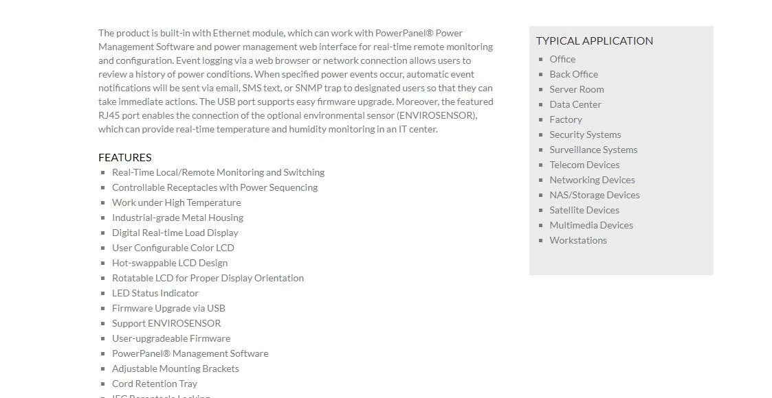 CyberPower 1U Switched ePDU 16Amp input/output -(PDU41005) | BPC Technology