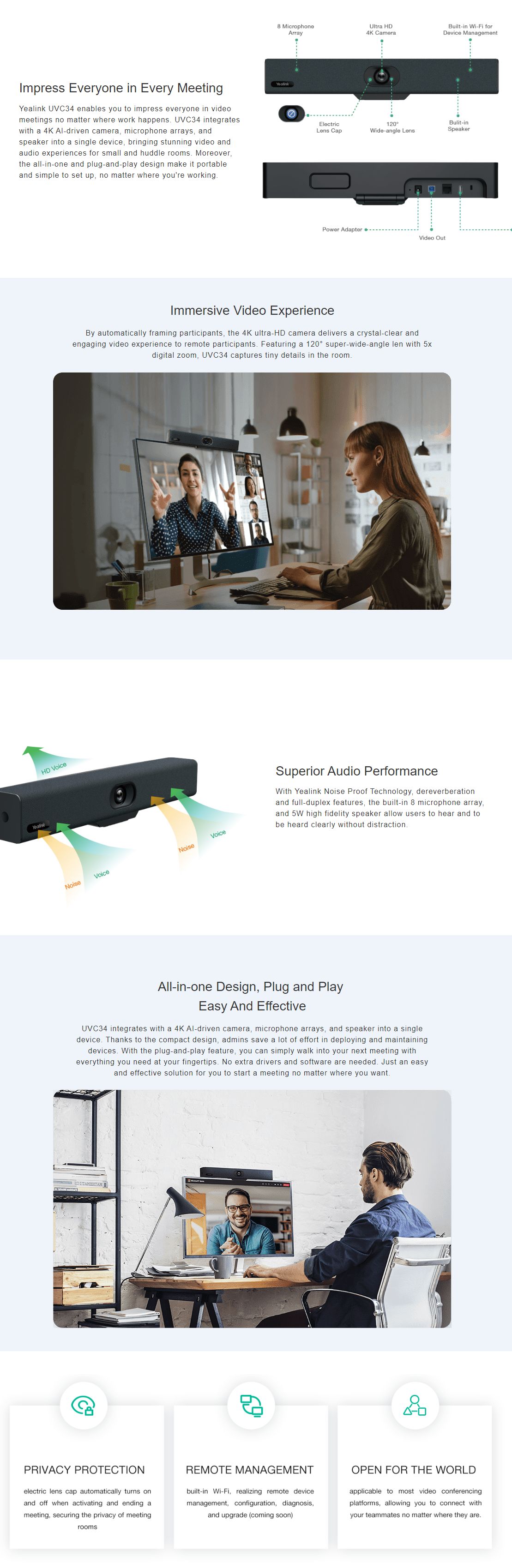 Yealink (UVC34) All-in-One USB Video Bar | BPC Technology