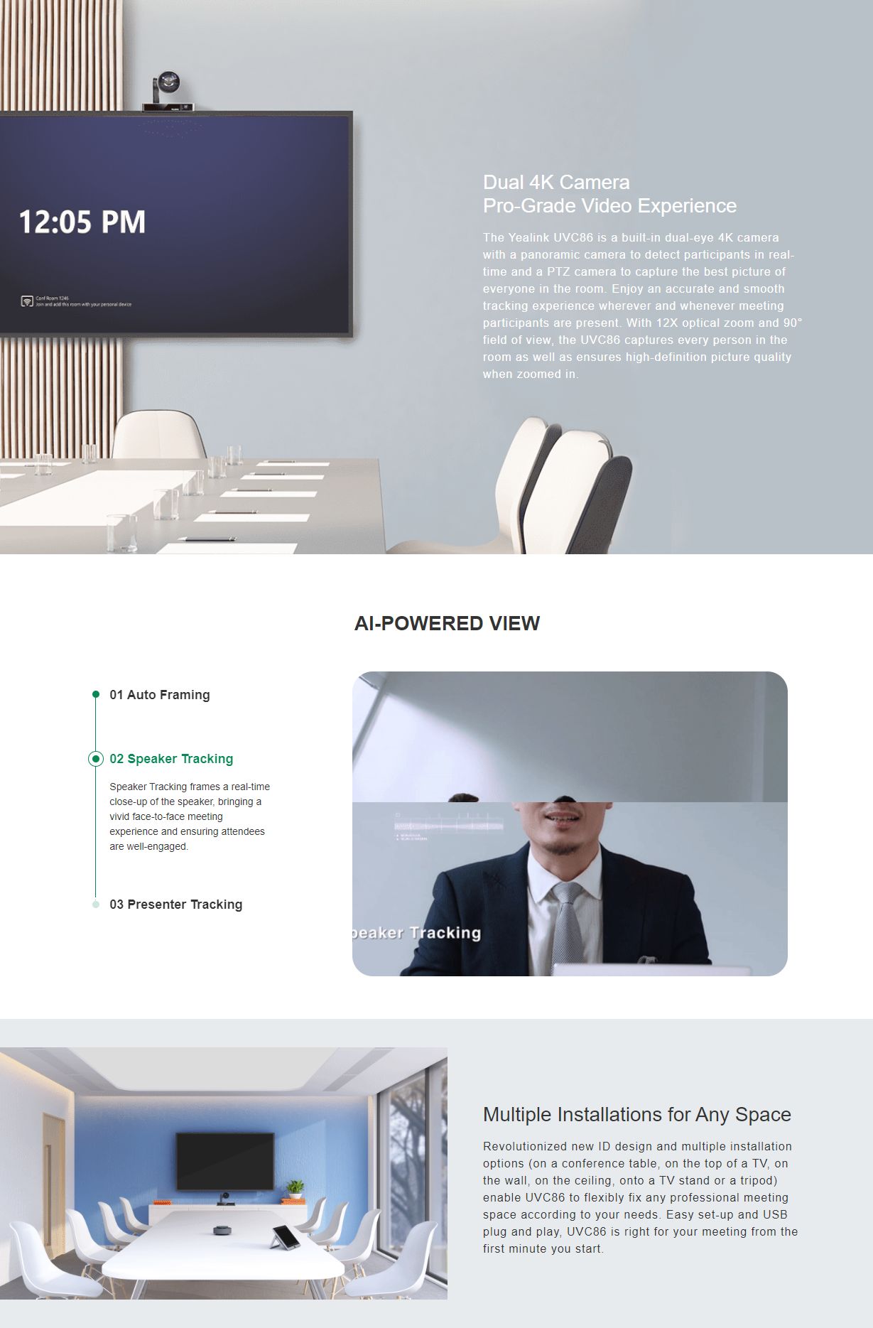Yealink (UVC86) 4K Dual-eye Intelligent Camera | BPC Technology