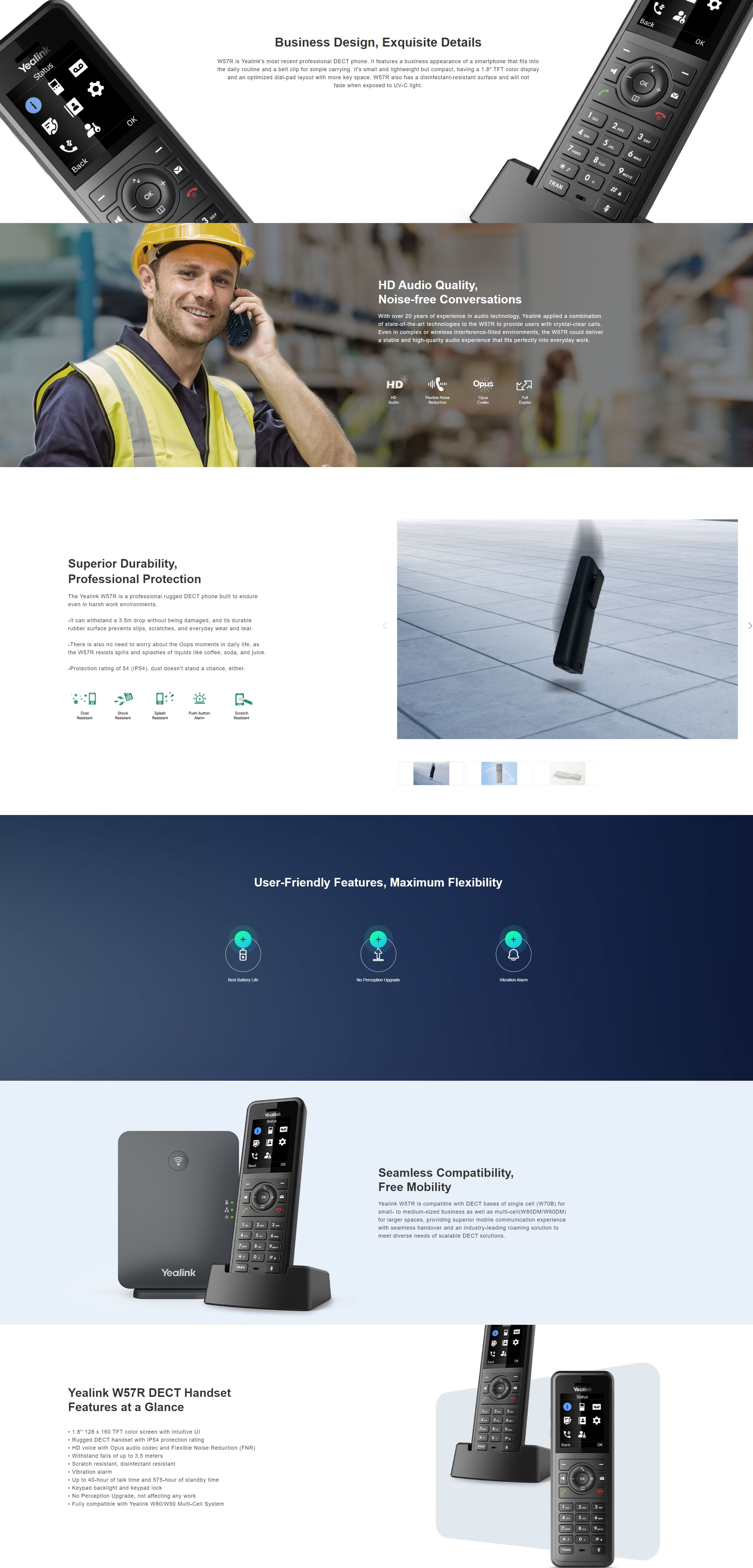 Yealink (W57R) Ruggedised SIP DECT IP Phone Handset | BPC Technology