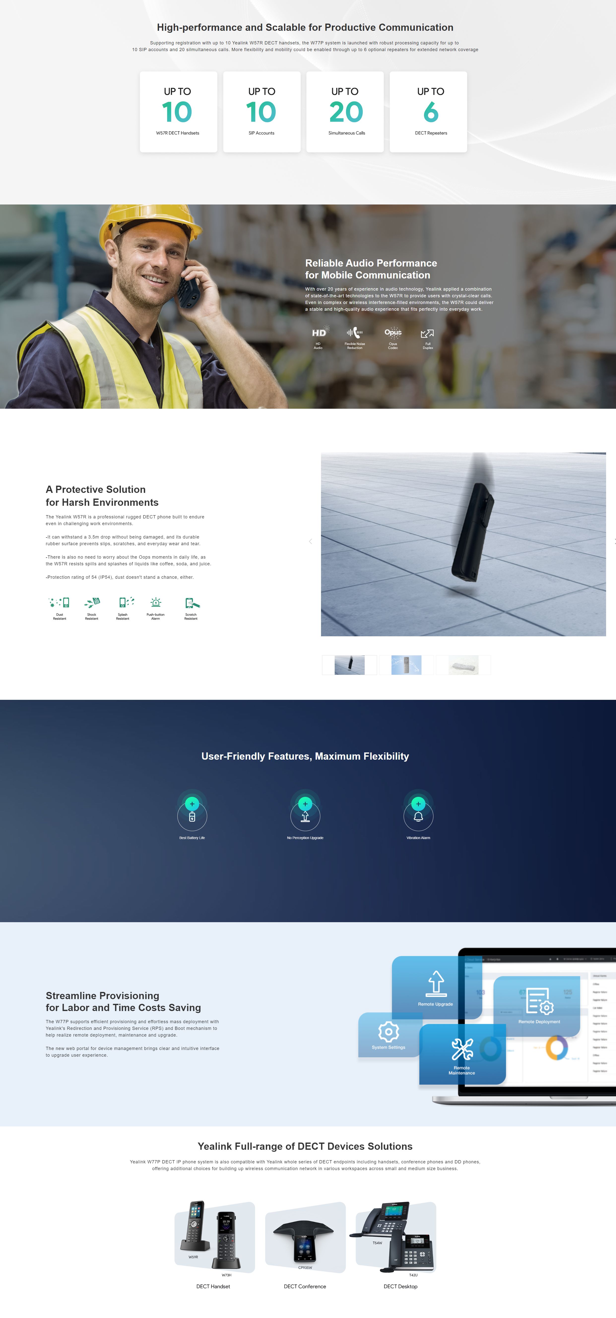 Yealink (W77P) Wireless DECT Solution including 1 x W70B Base Station ...