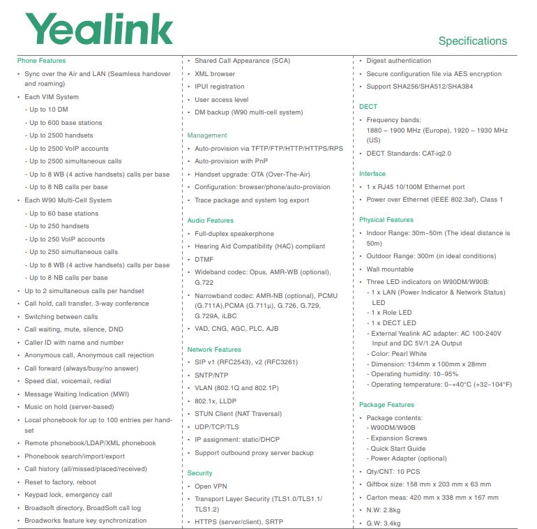 Yealink (W90B-DM) Multicell DECT Base Station Manager | BPC Technology