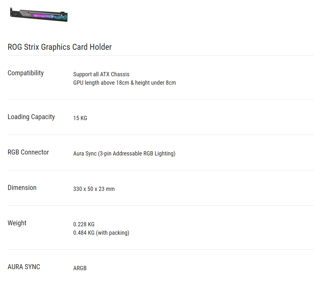 Asus ROG STRIX Graphics Card Holder | BPC Technology