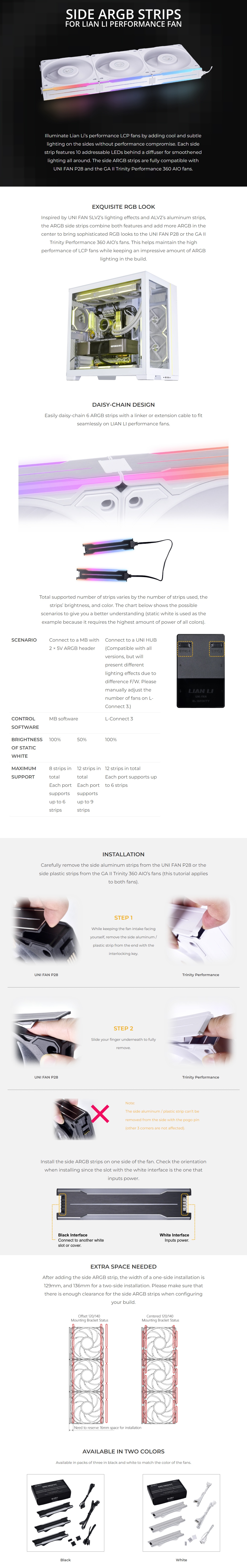 Lian LI SIDE DIFFUSED RGB STRIP FOR P28 FAN BLACK A PACK 3PC | BPC ...