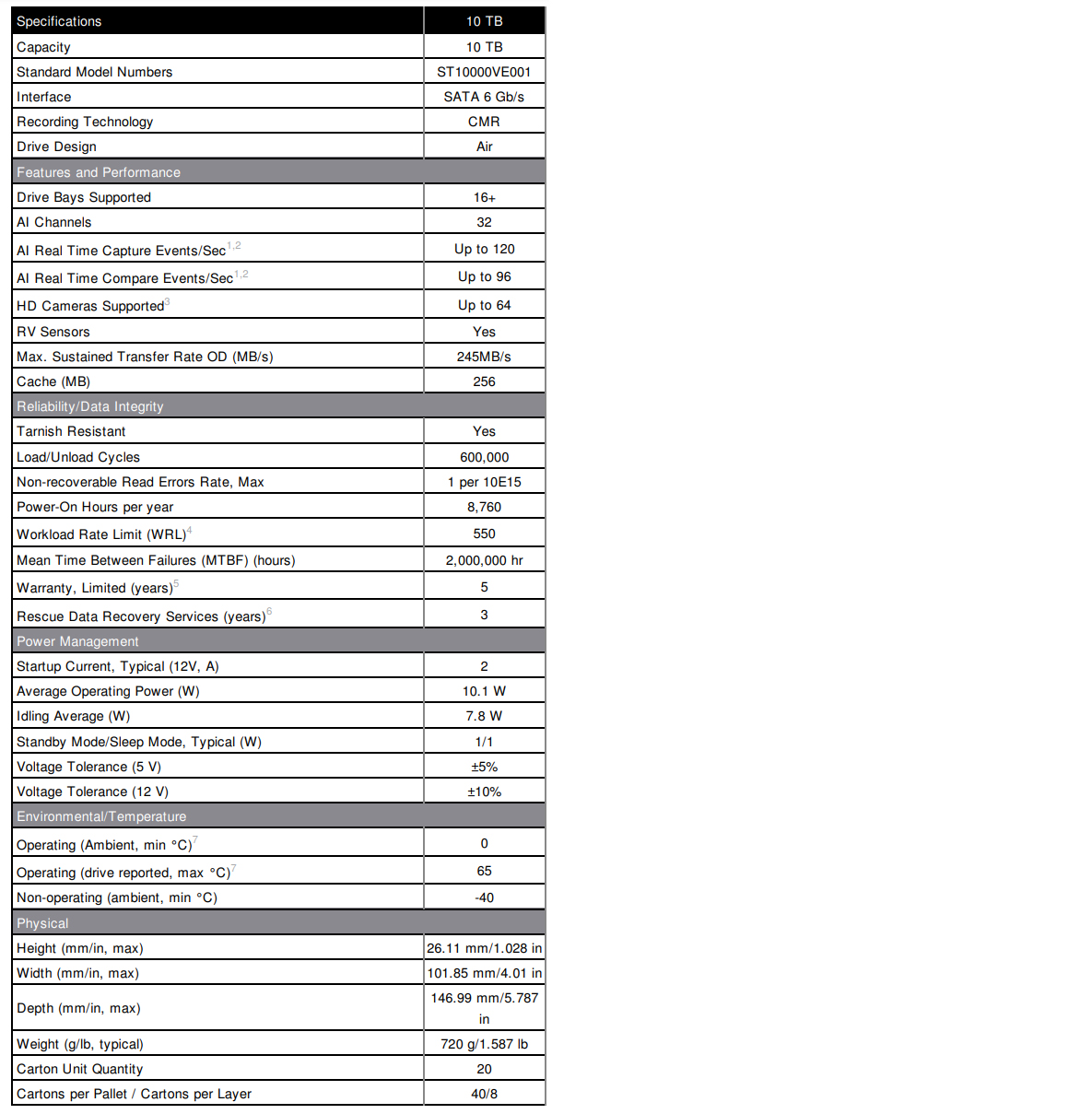SEAGATE SKYHAWK AI 10TB 3.5" SATA HDD ST10000VE001 | BPC Technology
