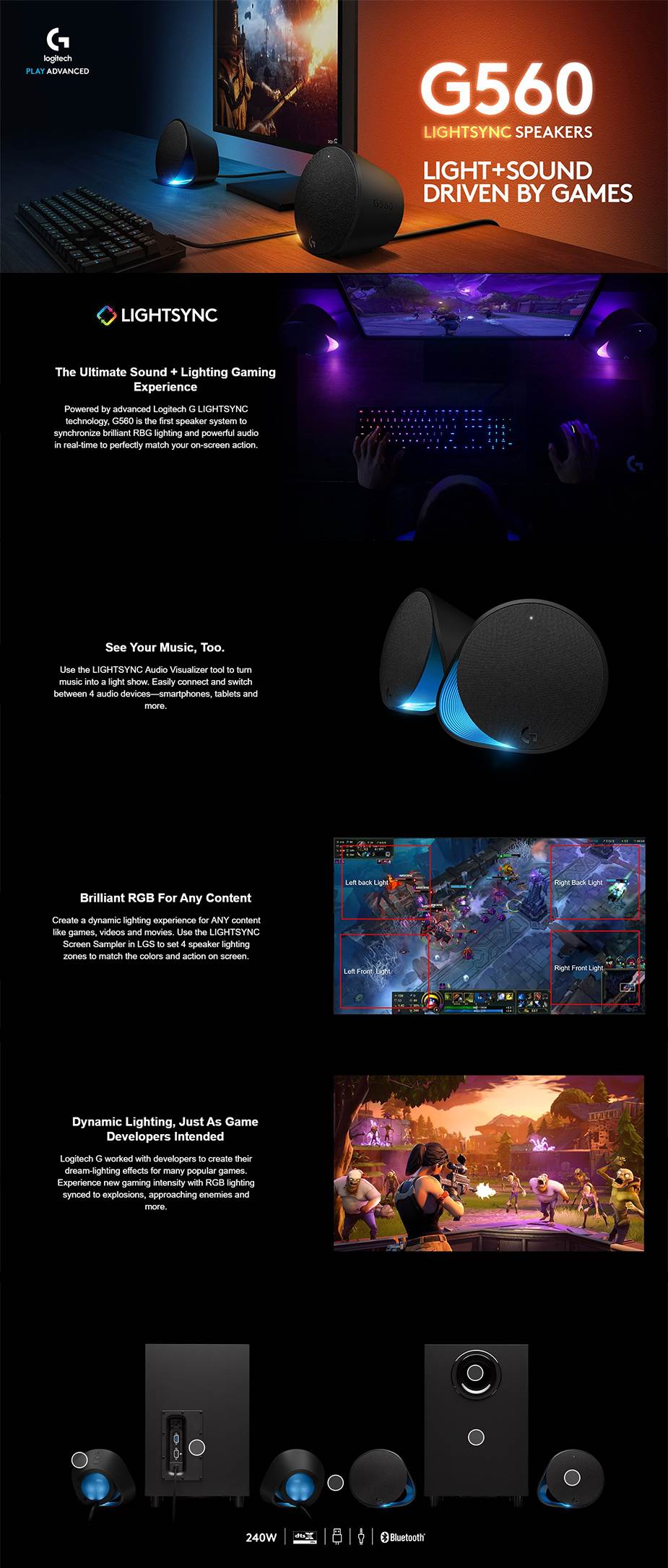 Logitech G560 LIGHTSYNC 2.1 PC RGB Gaming Speakers | BPC Technology