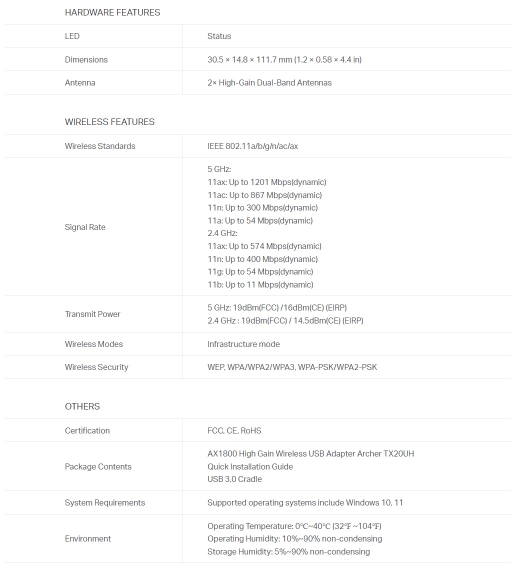 TP-Link Archer TX20UH AX1800 High Gain Wireless USB Adapter | BPC ...