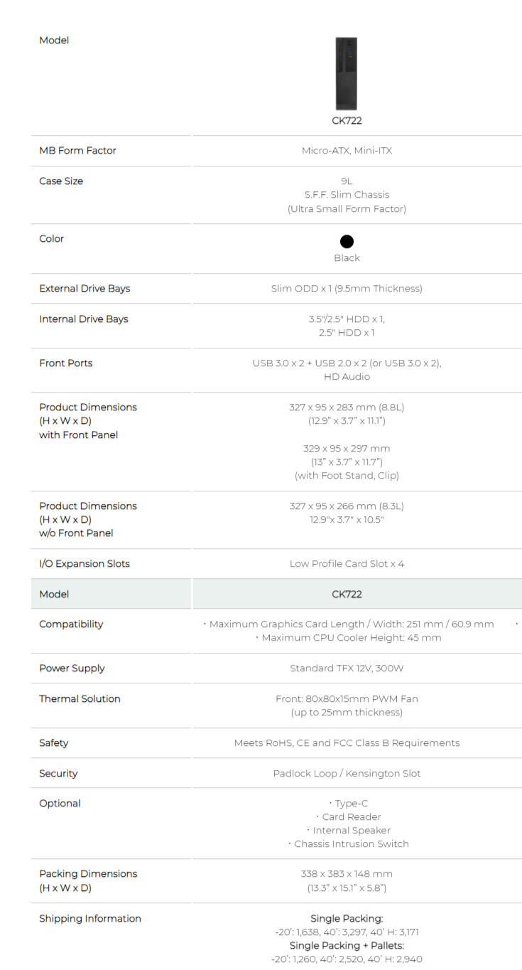 Inwin CK722 SFF micro ATX Case with 300W PSU | BPC Technology
