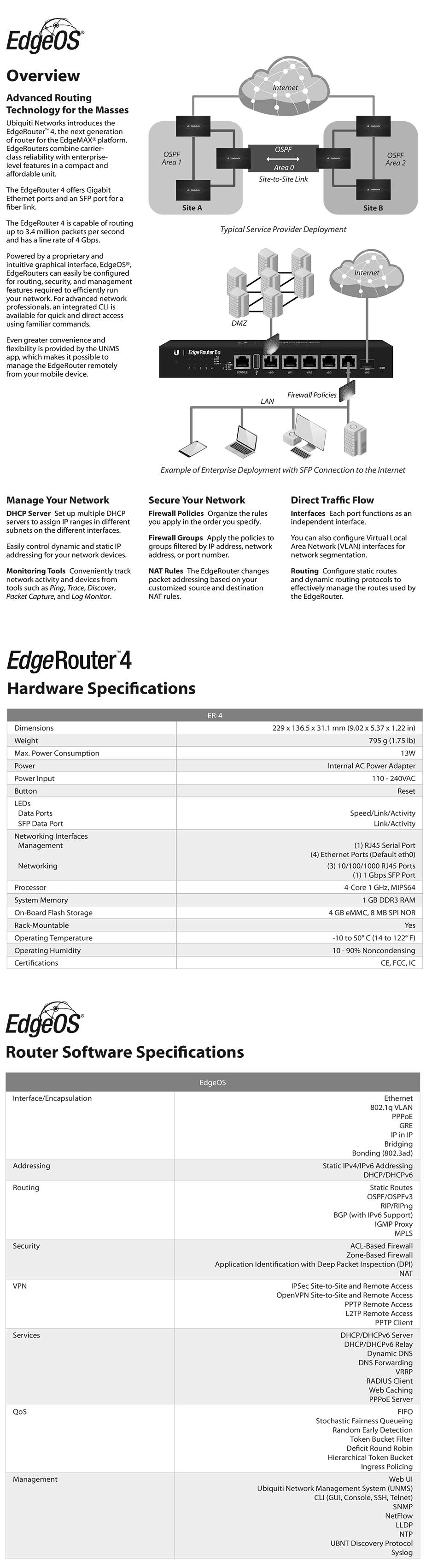 Ubiquiti Networks ER-4 EdgeRouter 4-Port Gigabit Router with SFP | BPC ...