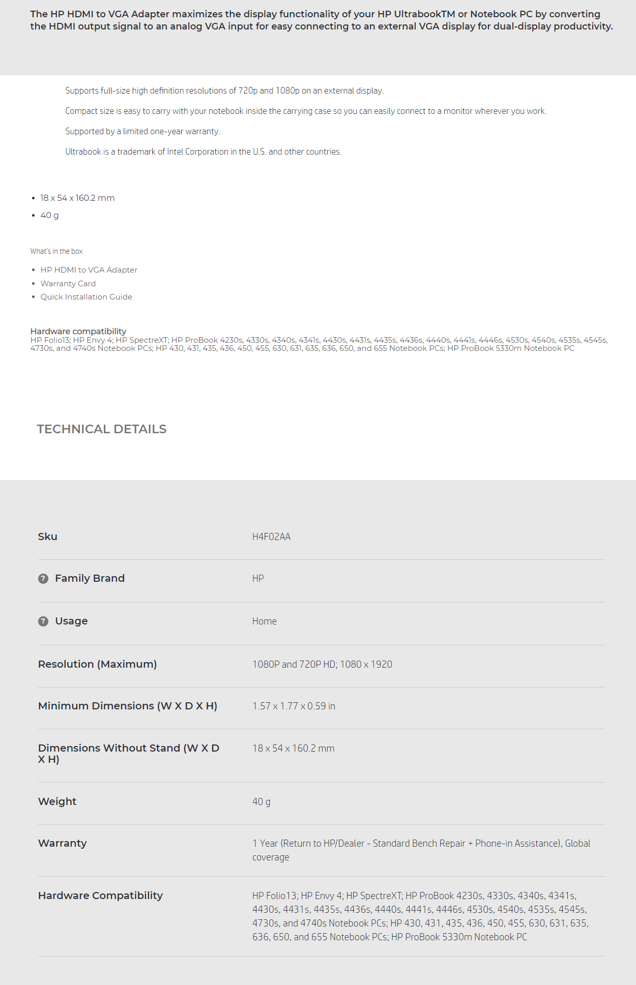 HP HDMI to VGA Adapter | BPC Technology