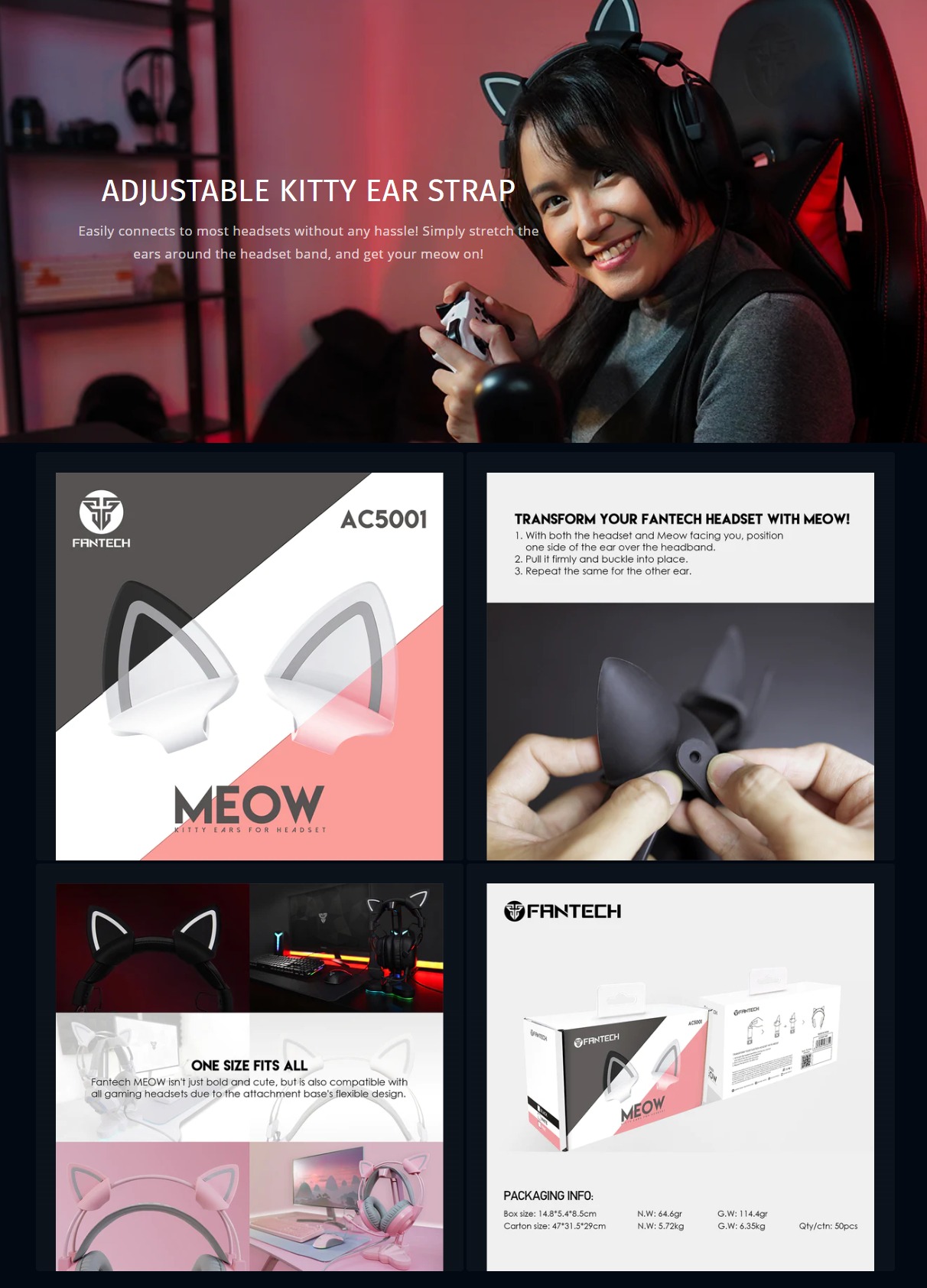 Fantech Kitty Cat Ears for Headset Kitty Headphoe Ears for Razer ...