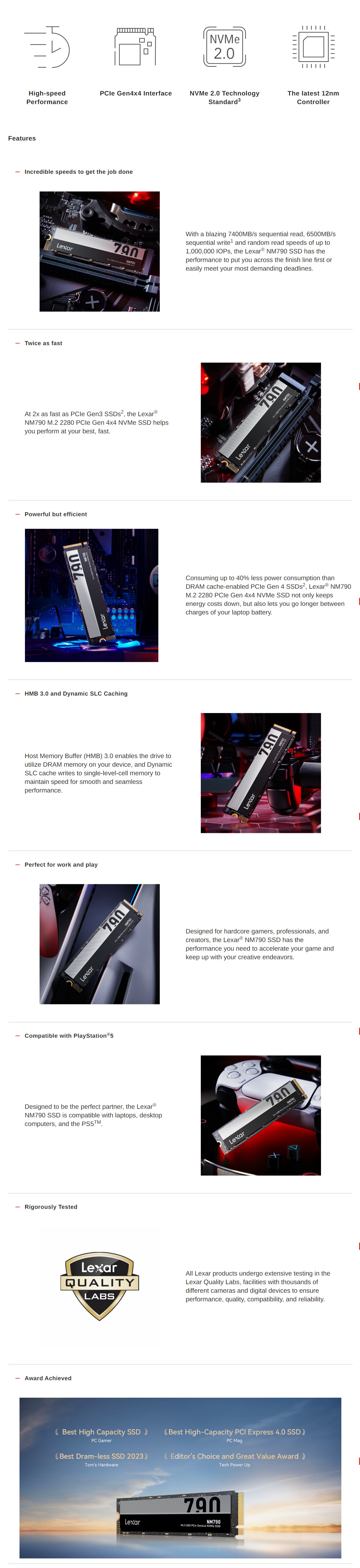 Lexar NM790 M.2 2280 PCIe Gen 4×4 NVMe SSD 4TB NVMe SSD | BPC Technology