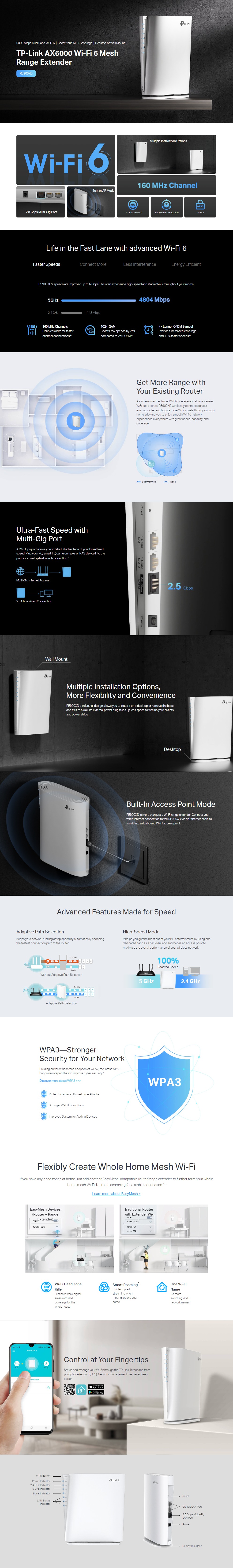 TP-Link RE900XD AX6000 Mesh Wi-Fi 6 Range Extender | BPC Technology