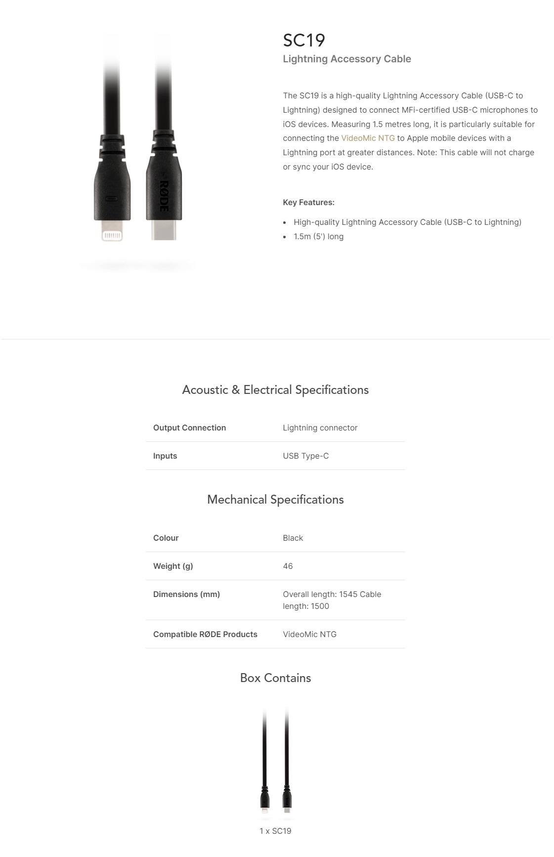 SC19 Lightning Accessory Cable | BPC Technology