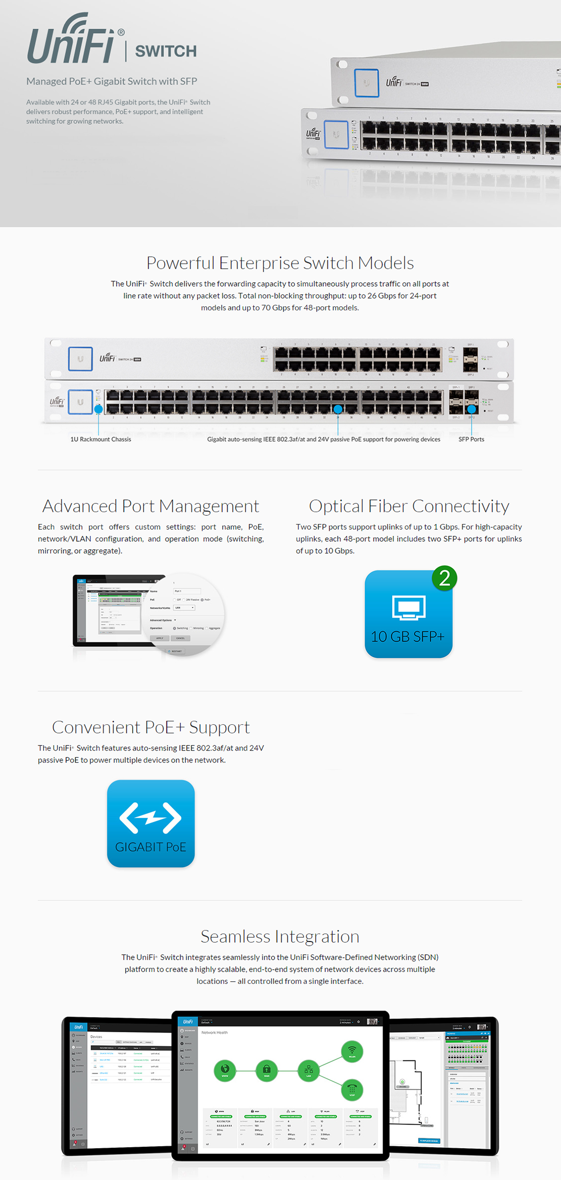 Ubiquiti Networks USW-48-POE 48 Port Managed PoE+ Gen2 Gigabit Switch - Touch Display | BPC ...