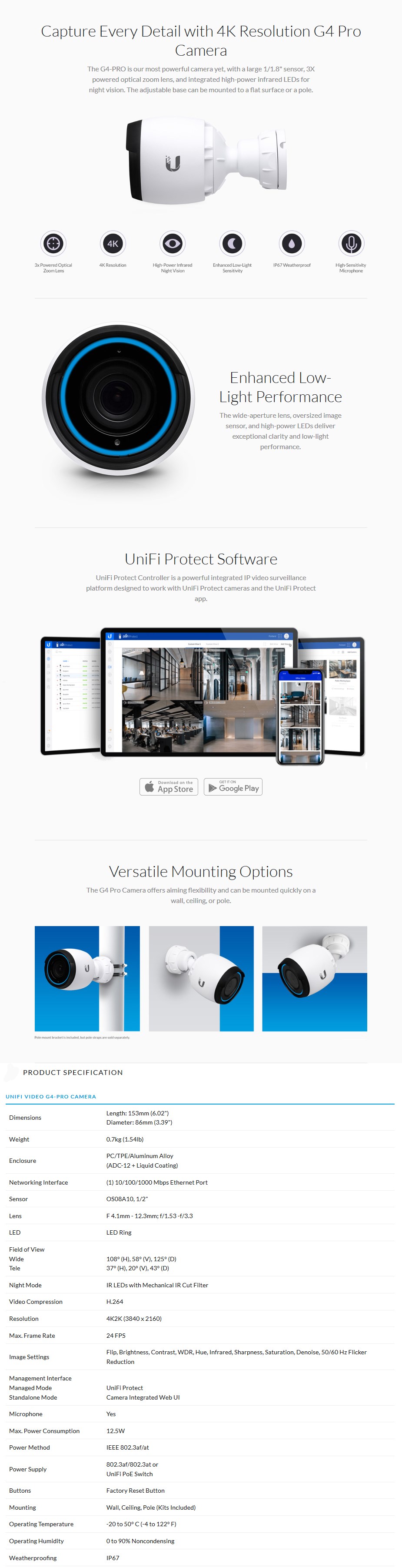 Ubiquiti Networks UniFi UVC-G4-PRO IR 4K IP Camera | BPC Technology