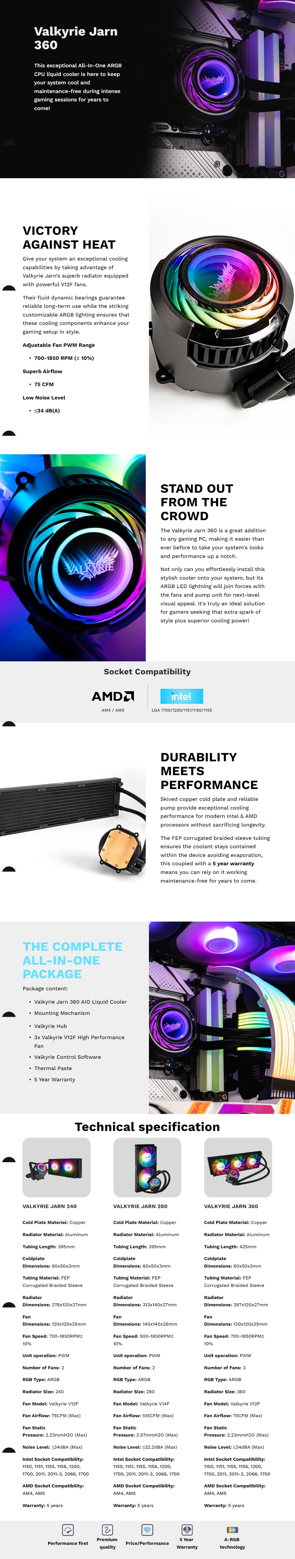 [VALKYRIE C360 RGB] Valkyrie Jarn 360 Black all-in-one liquid CPU ...