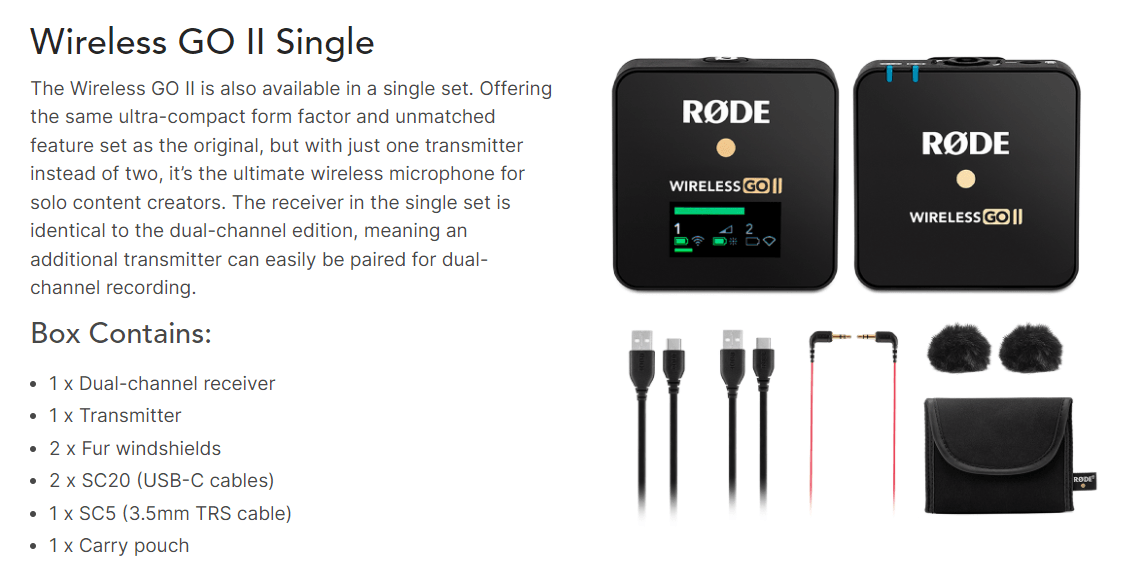 Wireless GO II (Single) Dual Channel Wireless Microphone System | BPC ...