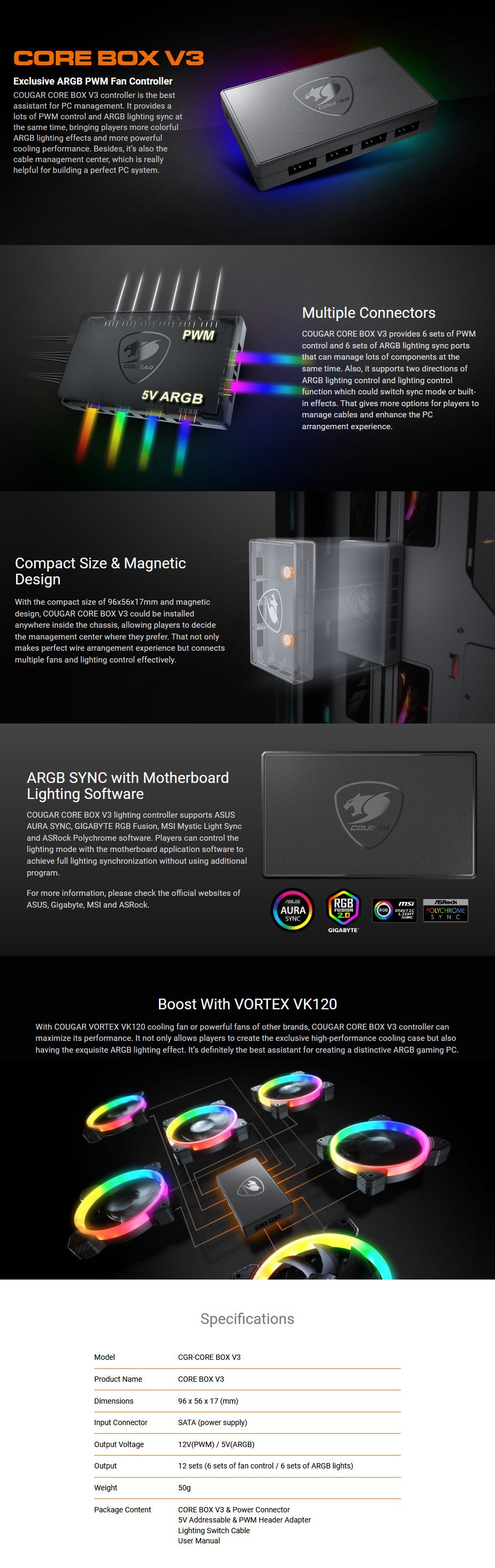 Cougar Core Box V3 ARGB PWM Fan Controller | BPC Technology