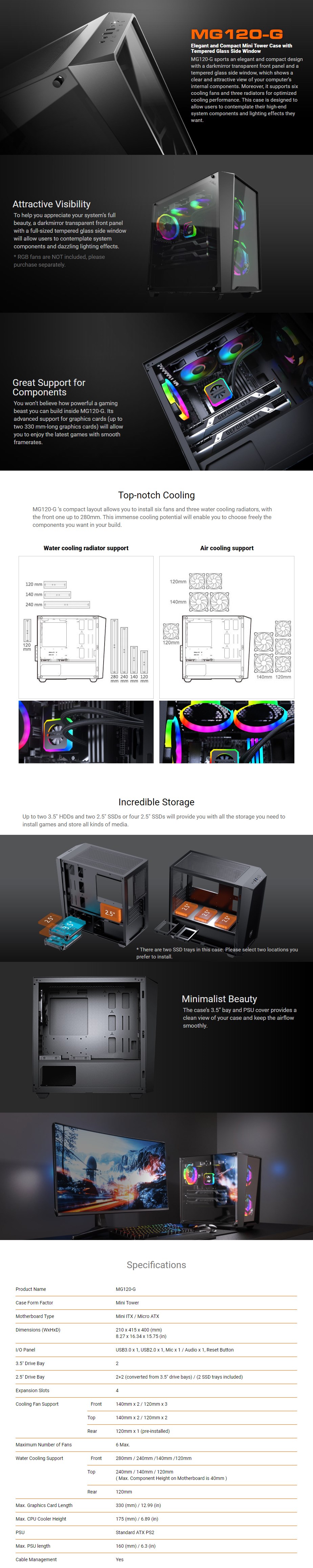 Cougar MG120-G Black Micro ATX Case, T/G Window, No PSU | BPC Technology
