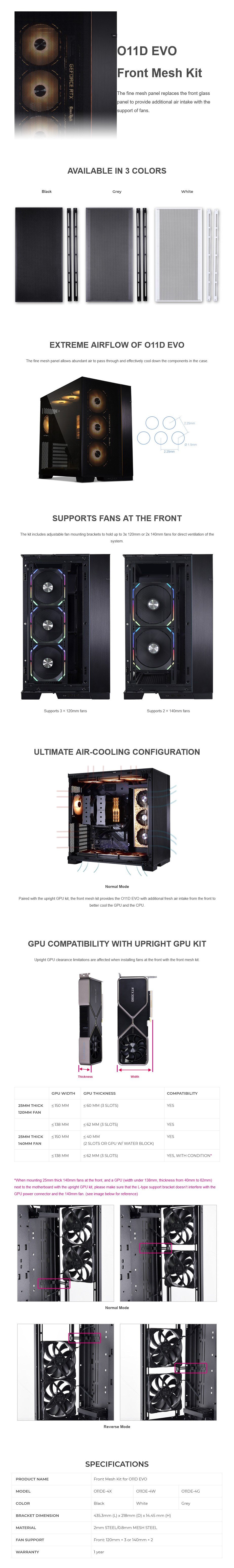 Lian Li PC-O11 Dynamic EVO Front Mesh Kit Black | BPC Technology