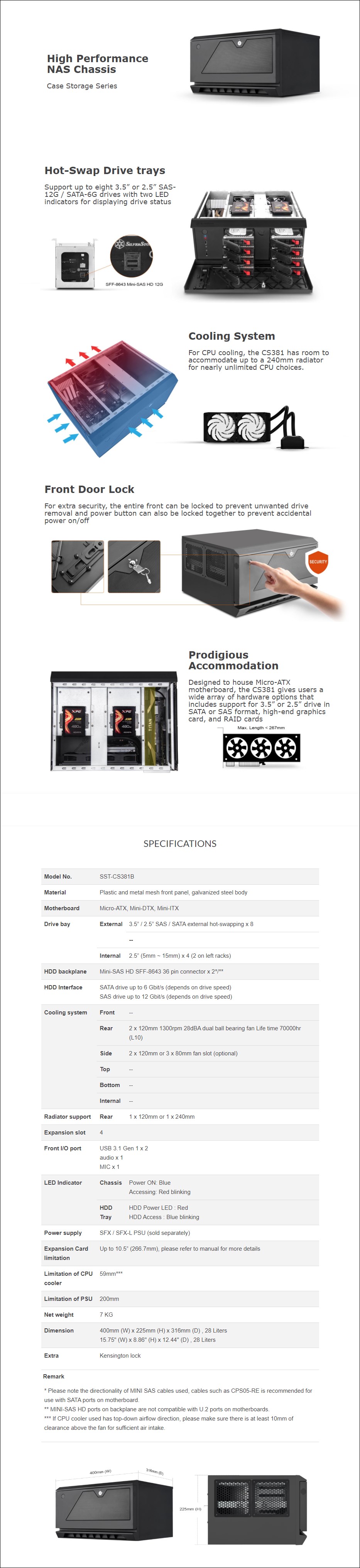 SilverStone CS381 Micro-ATX NAS Case - Black | BPC Technology